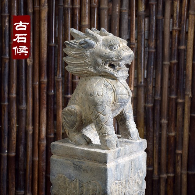 Bolt horse pile stone carving, antique, old Dragon Son statue ...