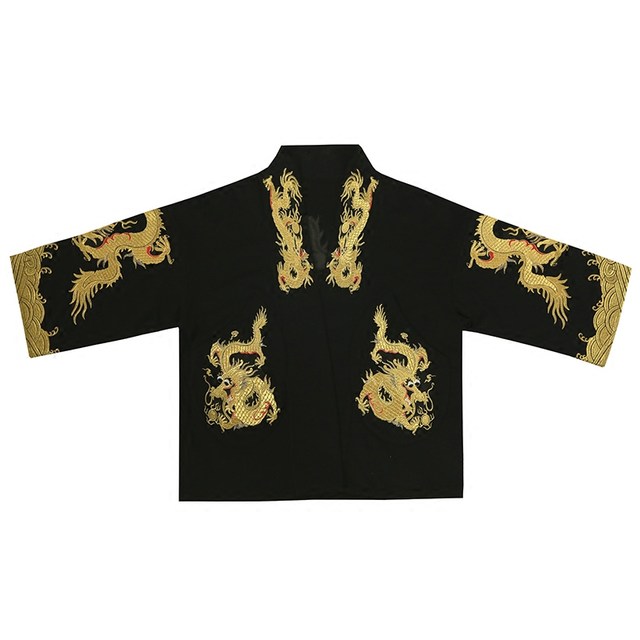 Baylor Mansion Chinese Style Embroidered Gold Dragon Robe Jacket Men's ...