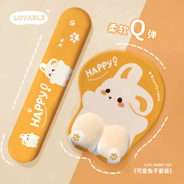 Cartoon hug rabbit mouse hand wrist pad rubber computer keyboard hand ...